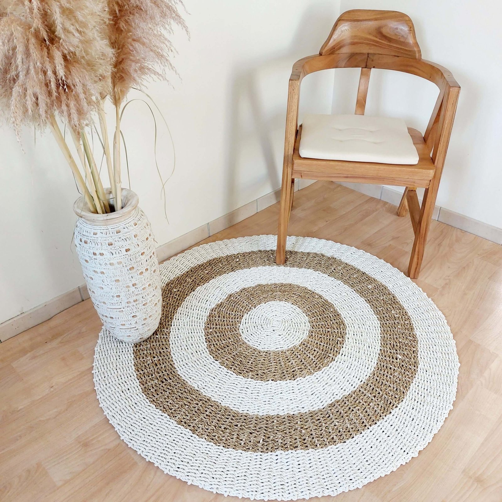 Tapis rond jonc de mer tressé jonc de mer - BALI-ONLY