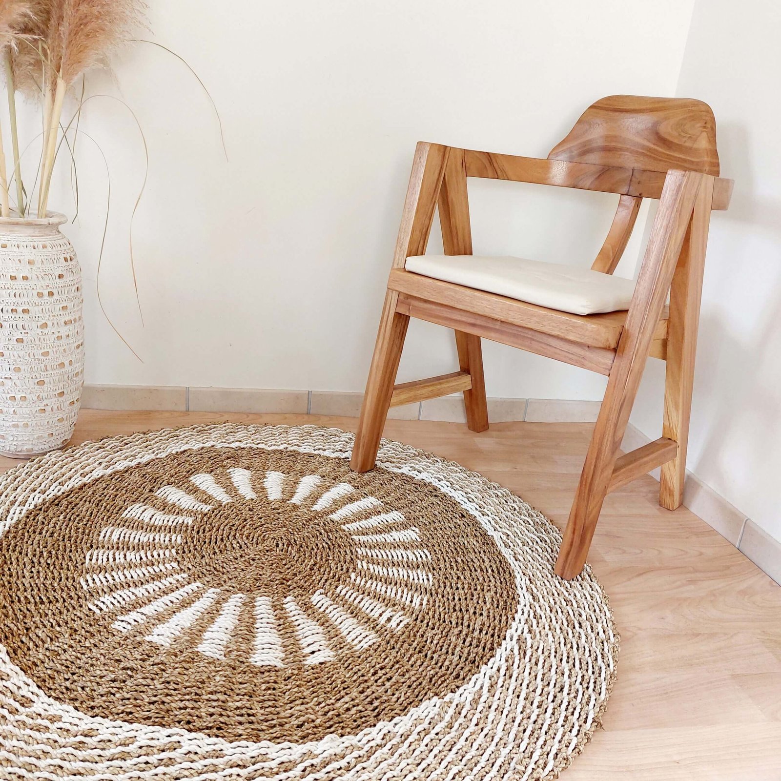 Tapis rond jonc de mer tressé jonc de mer - BALI-ONLY